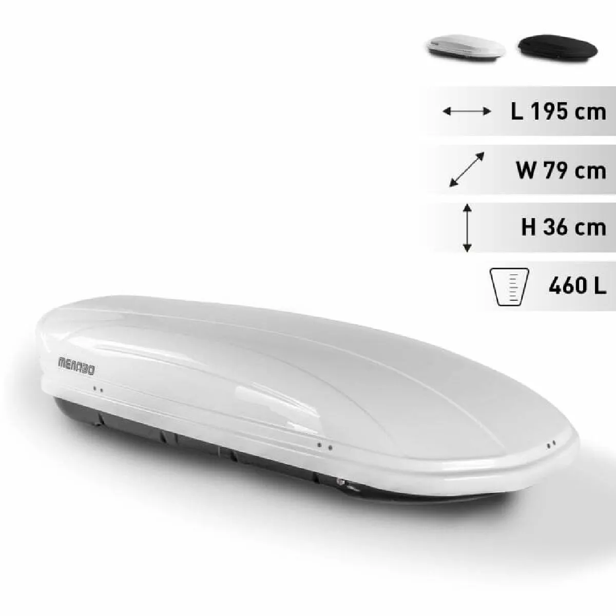 Menabo Coffre de Toit Mania 460 - Blanc - Equipement de transport pour ...