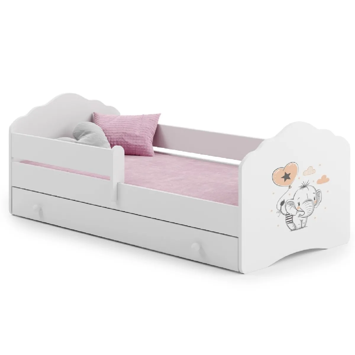 1001jouets Lit enfant Nala ELEPHANT 160x80 avec Tiroir et Matelas - Lit ...