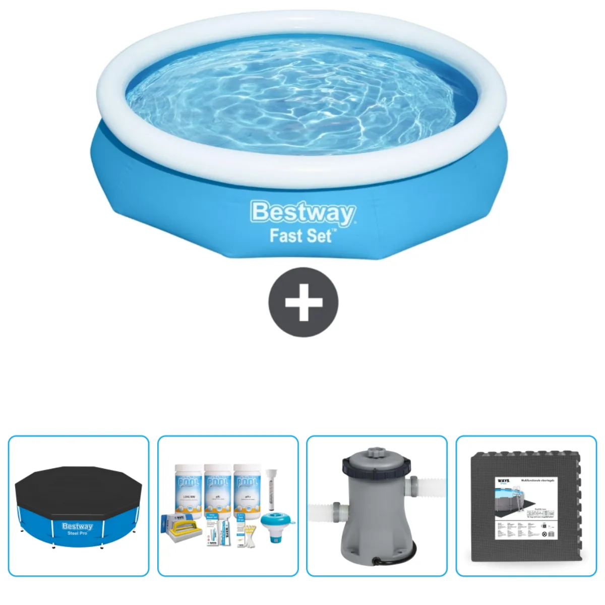Bestway Piscine Gonflable Ronde Fast Set - Comprend des accessoires CB3 ...