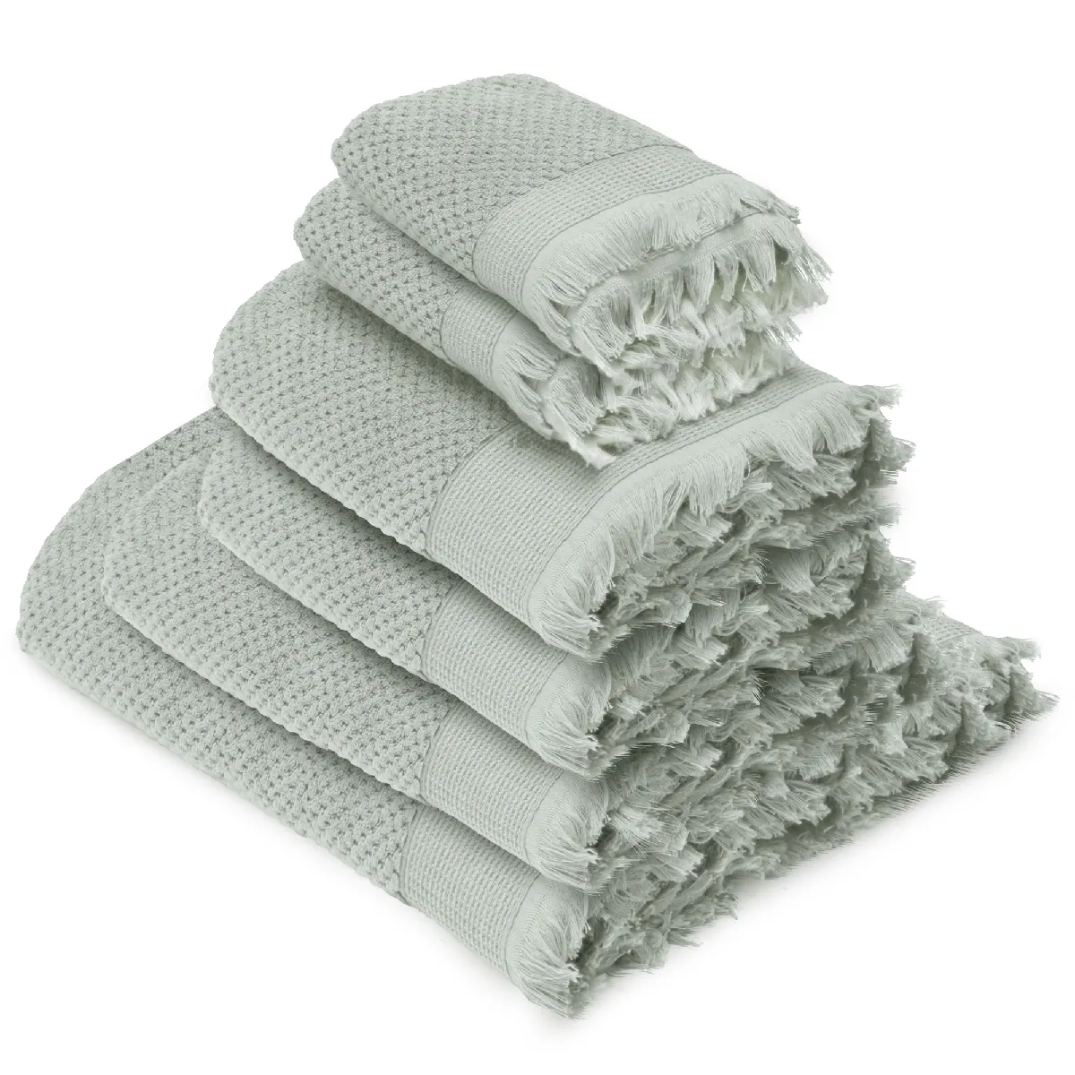 Linnea parure de bain Tethys 6 pièces - Vert - Serviette - Rue du Commerce