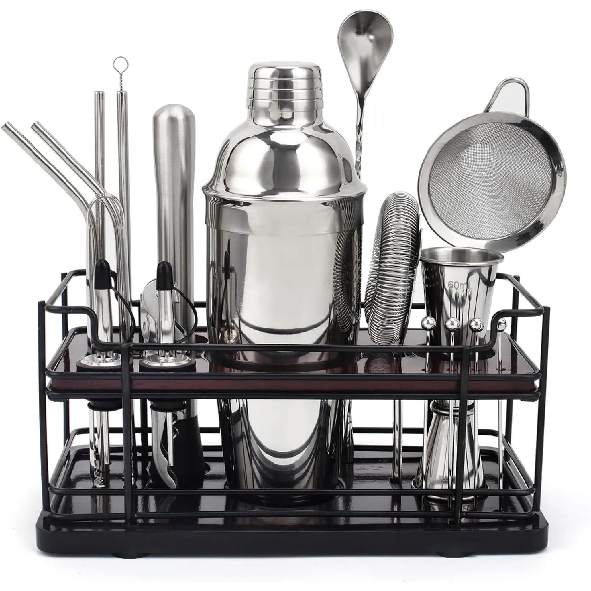 Vendos85 Kit Cocktail 20 Pièces avec Support en Bambou - Accessoire vin ...