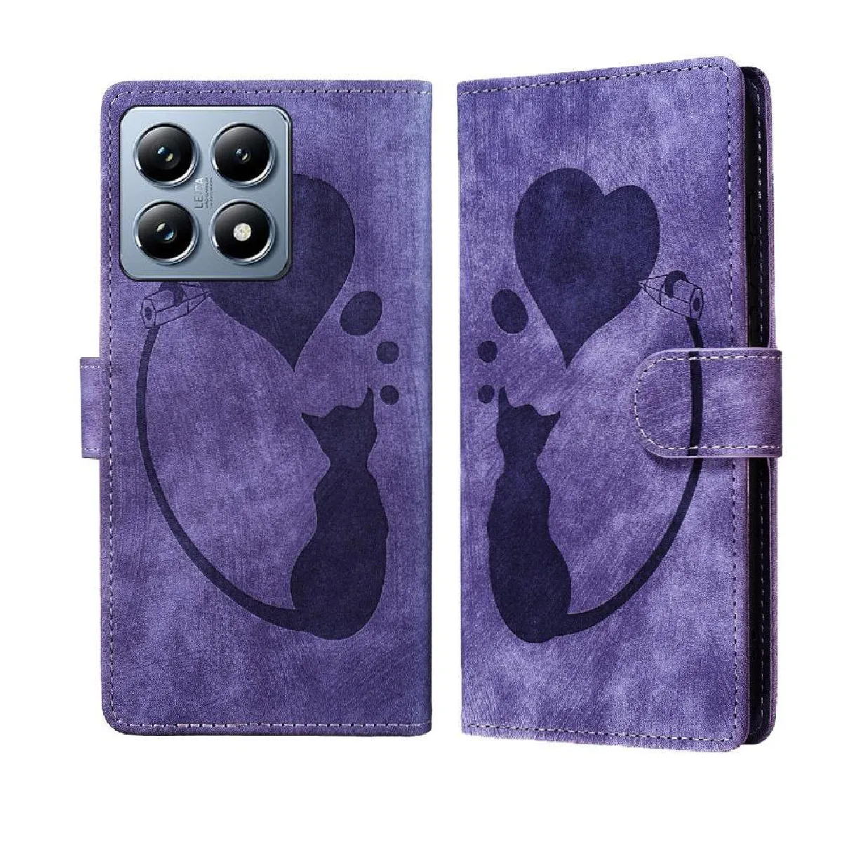 Étui Pour rabattu Xiaomi 14T Chat mignon en relief Housse de support ...