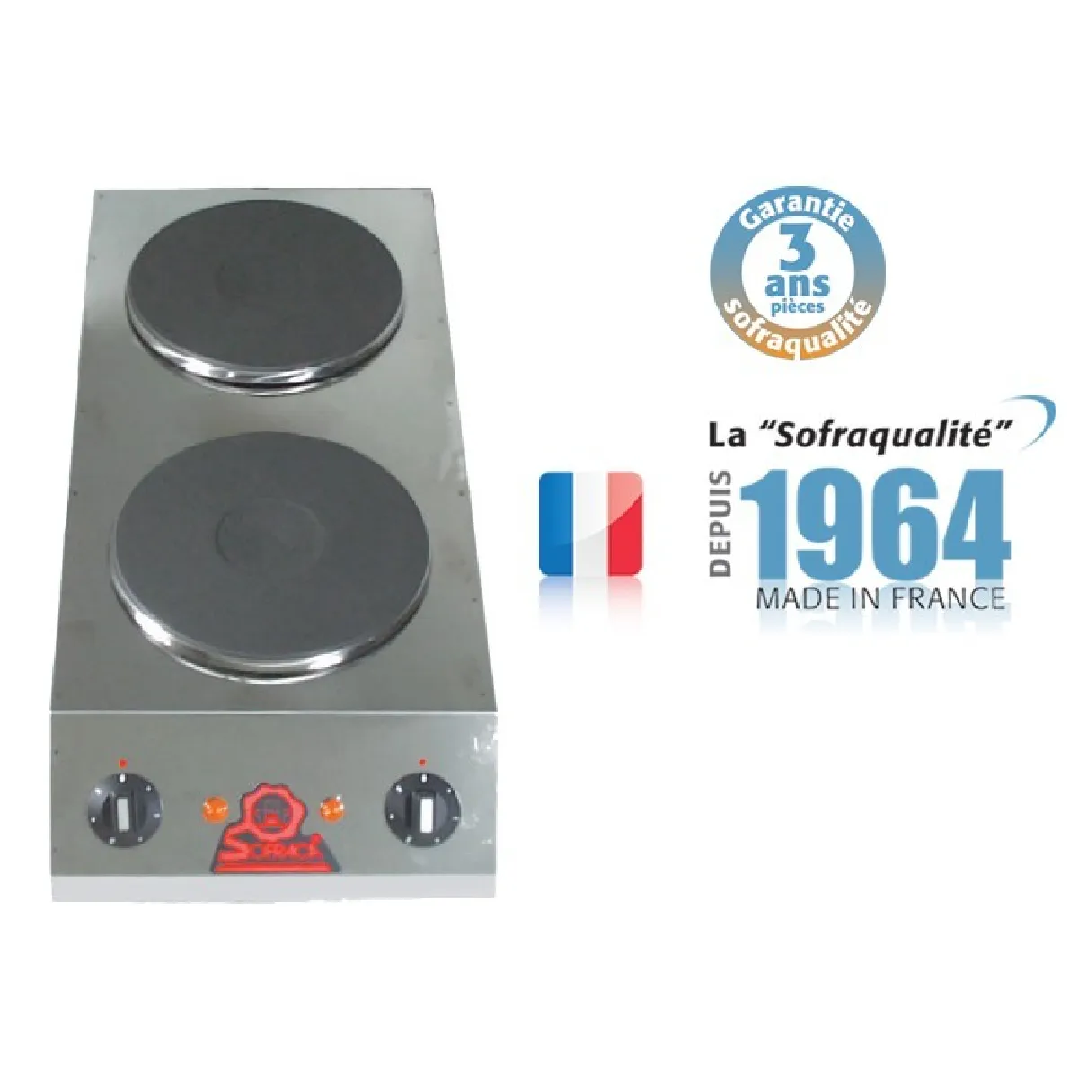 Réchaud Electrique Professionnel - 2 plaques en profondeur - Diamètre ...