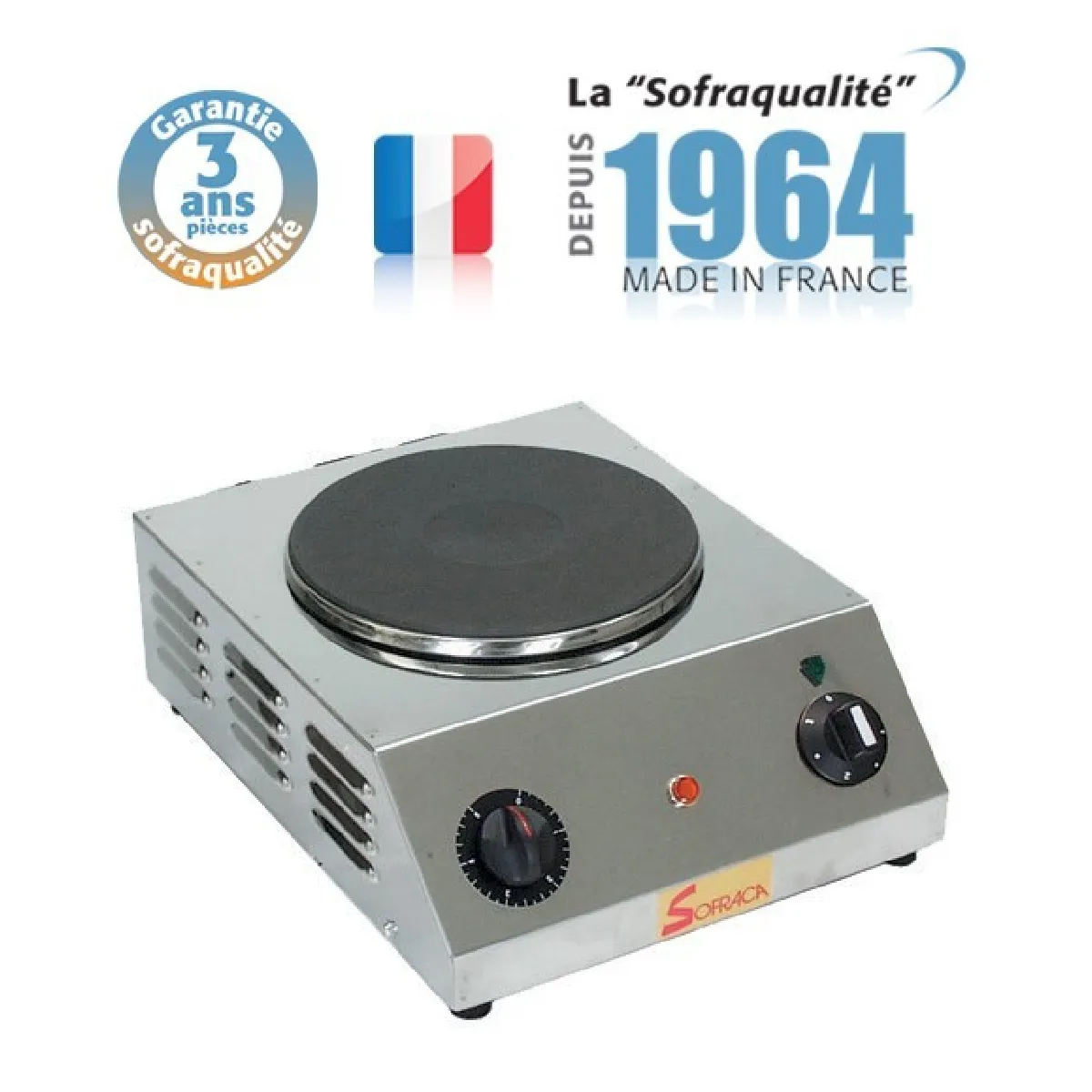 Réchaud Electrique Professionnel - 1 plaque - Diamètre 220 mm - Sofraca ...