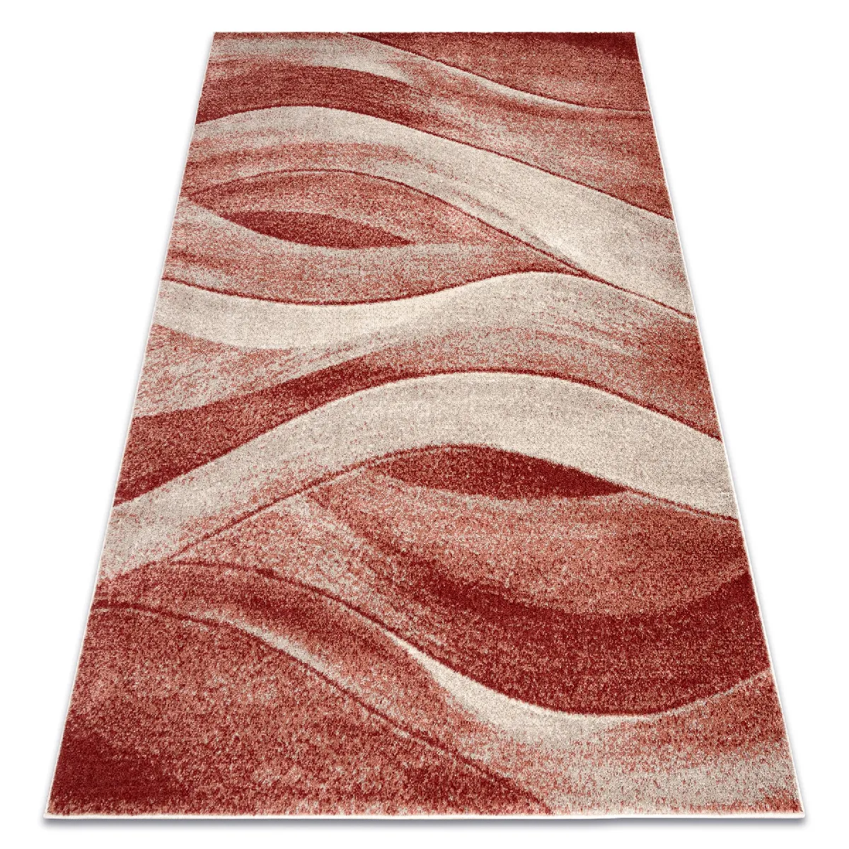 RUGSX Tapis FUSION 1617 beige terre cuite - Vagues, moderne, abstrait ...