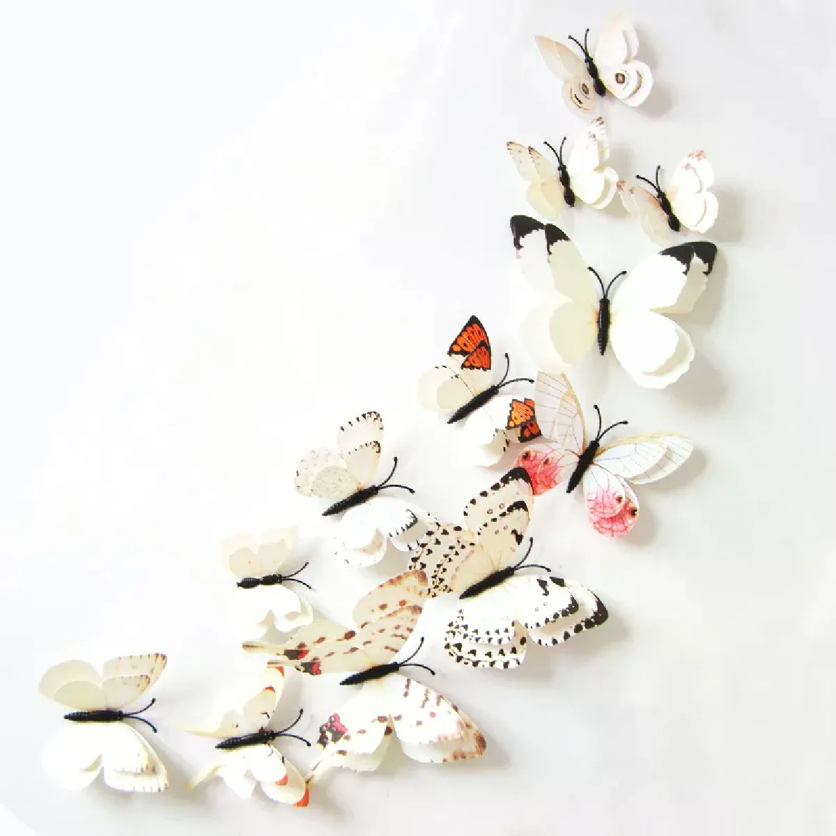 Lot de 12 autocollants muraux papillon 3D colorés à double couche pour ...