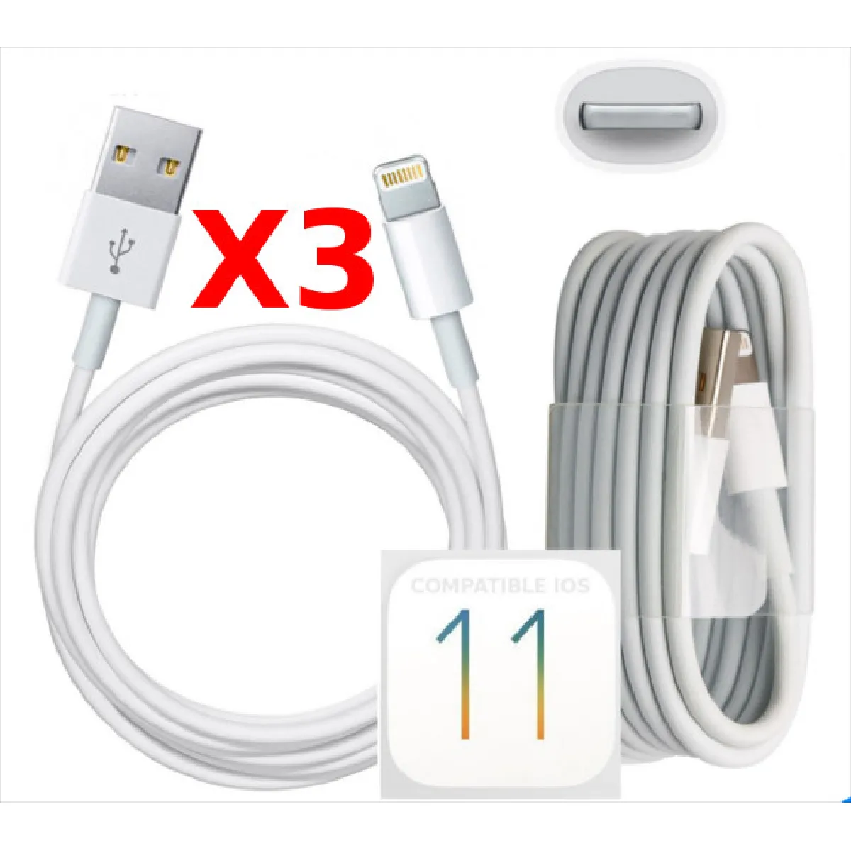 X3 Cable Usb pour Iphone 5 / 5S /SE PACK X3 Little Boutik® - Câble ...