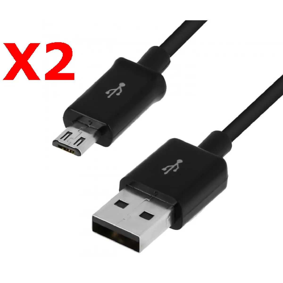 X2 Cable Usb / Micro Usb Noir Pour Samsung Sony LG Wiko Huawei HTC ...