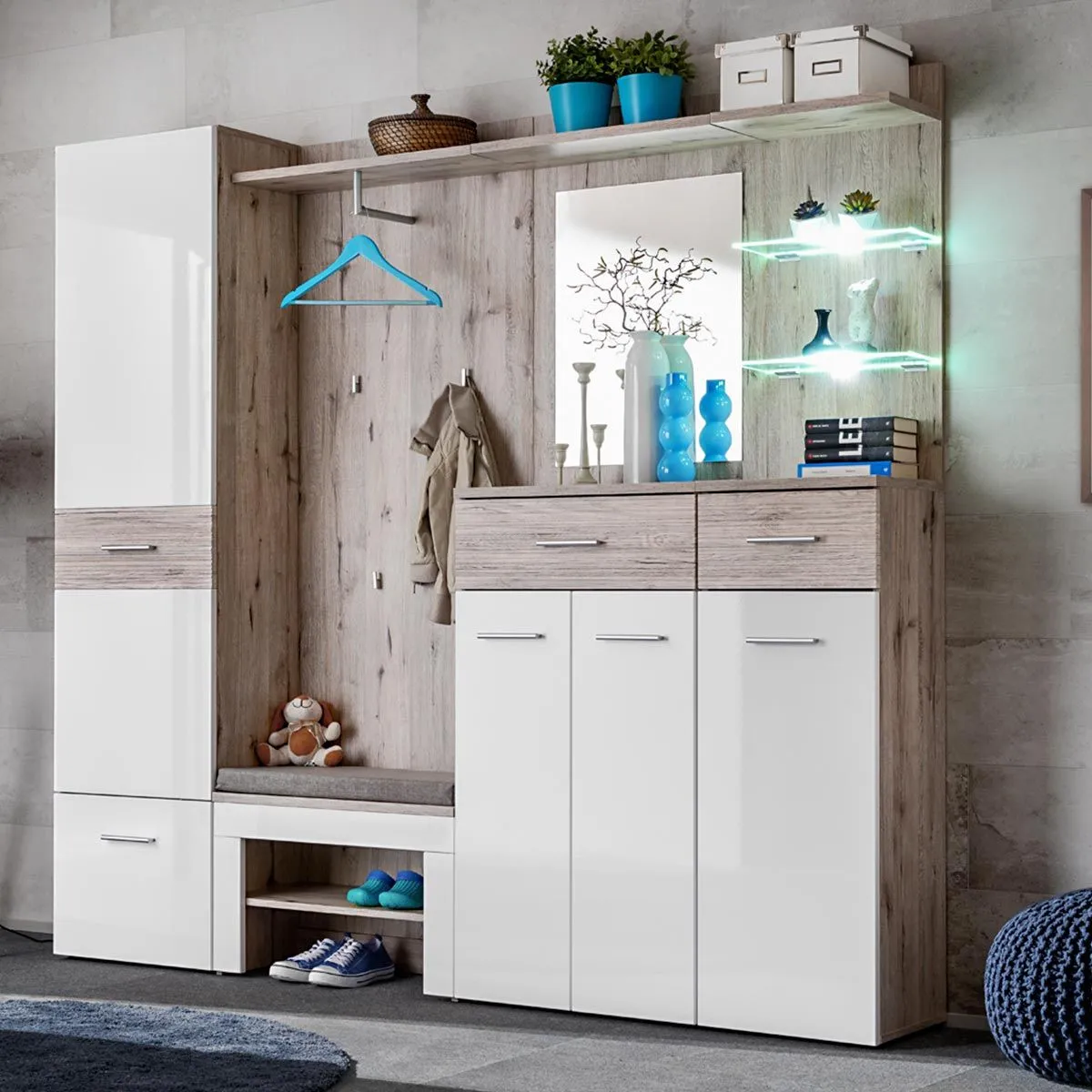 Paris Prix Ensemble Dressing Gustavo IX 210cm Naturel & Blanc ...