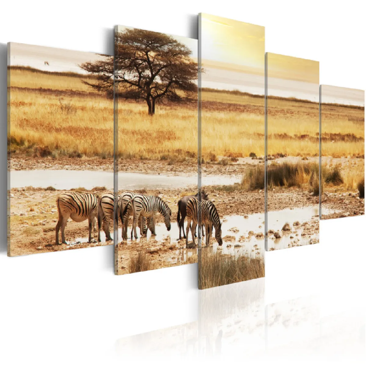 Paris Prix Tableau Imprimé Zèbres dans la Savane 50 x 100 cm - Tableau ...