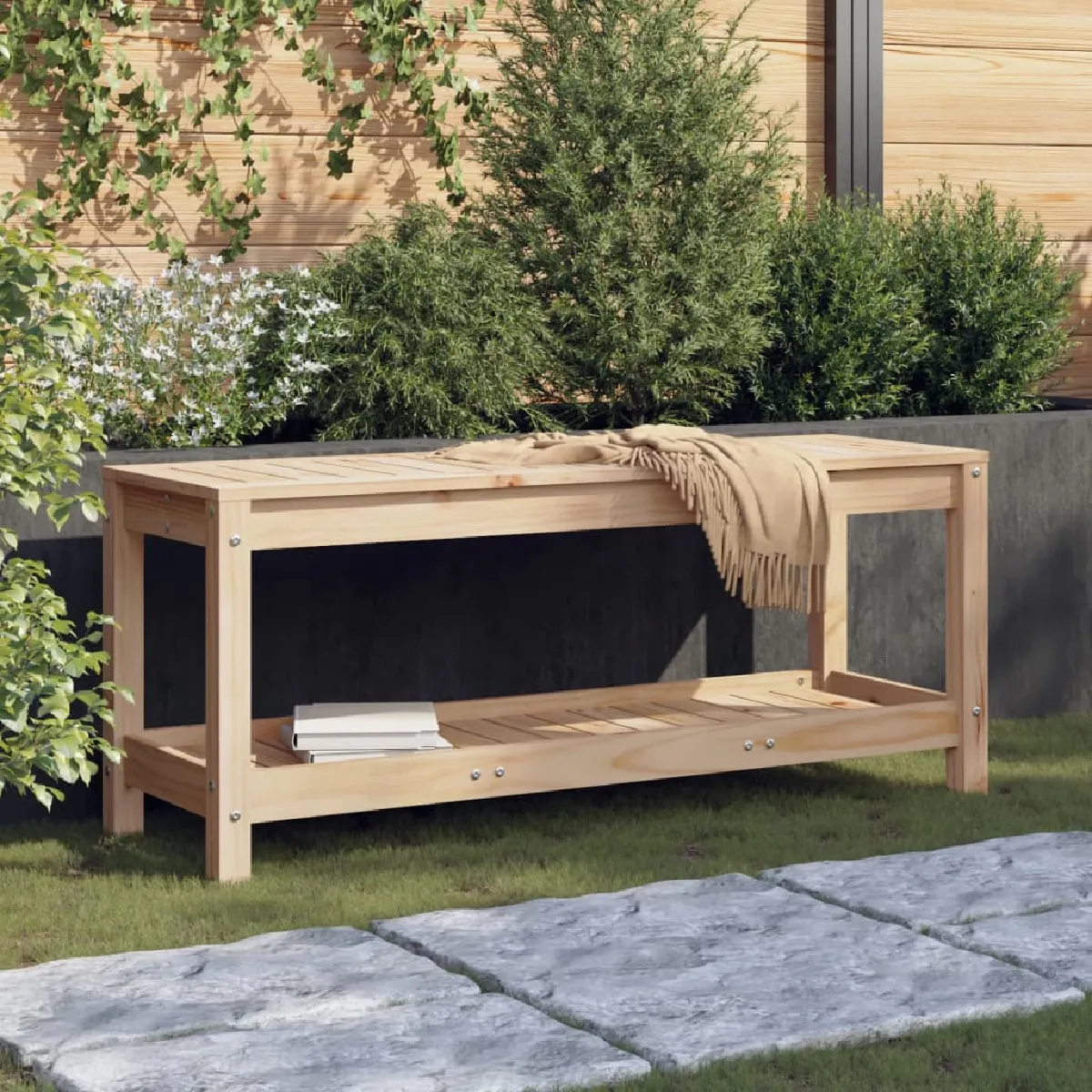 vidaXL Banc de jardin 108x35x45 cm bois massif de pin - Banc de jardin ...