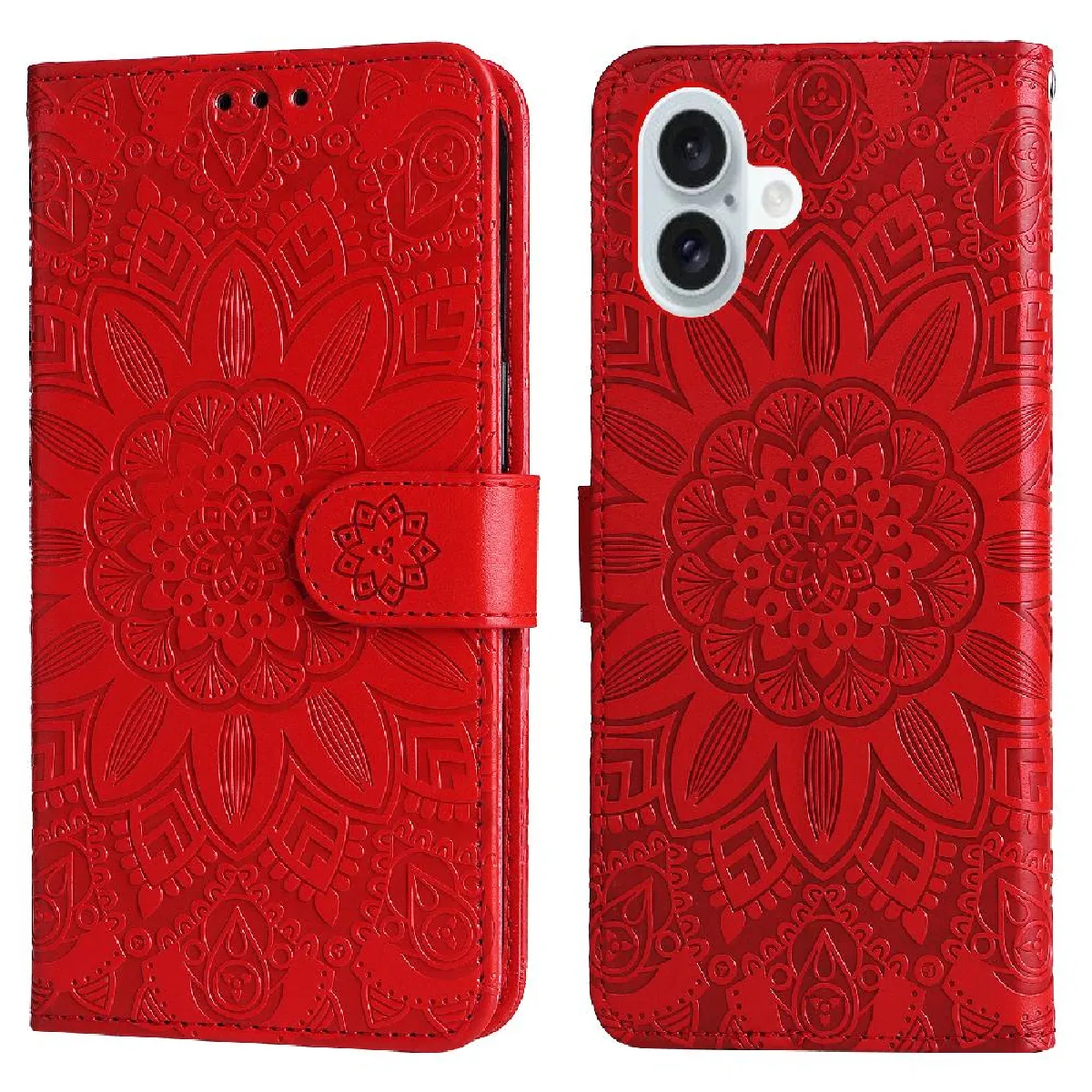 Compatible avec iPhone 16 cas Flip Housse de protection Cuir Fentes ...