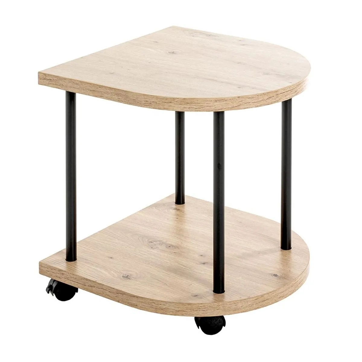 Paris Prix Table d'Appoint Design à Roulettes Ilona 45cm Naturel & Noir ...