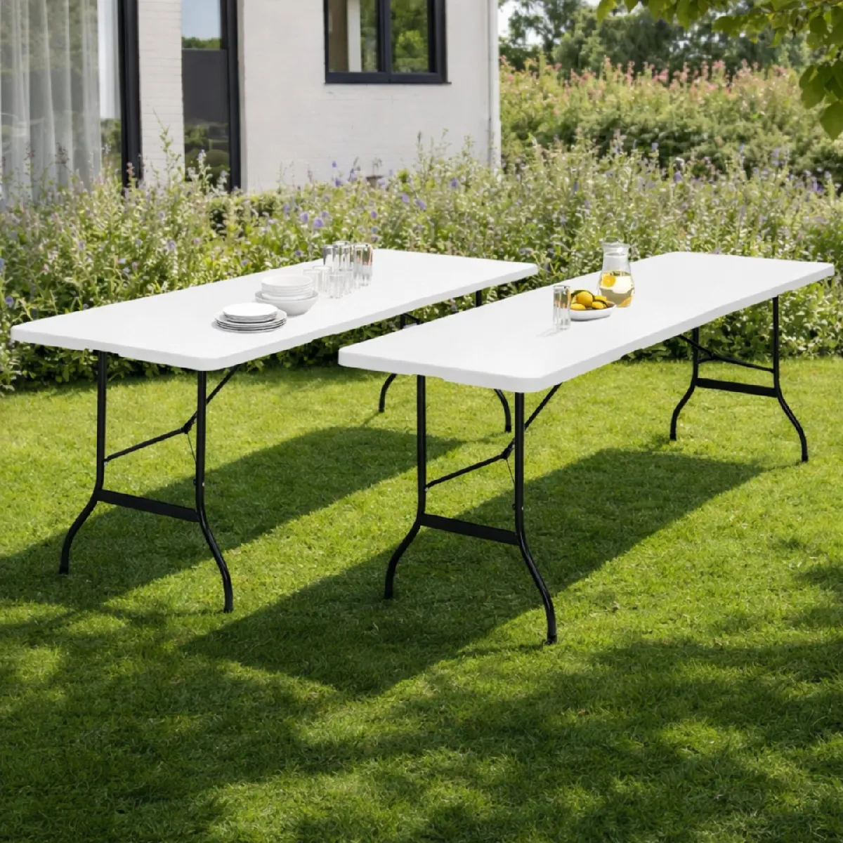 Idmarket MARKET Lot de 2 tables pliantes - Camping - Table de jardin ...