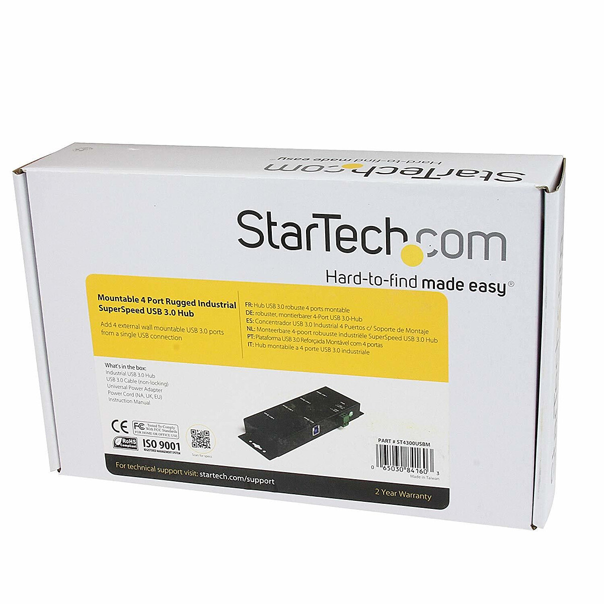StarTech.com Hub USB 3.0 industriel à 4 ports - Montable - Câble USB ...