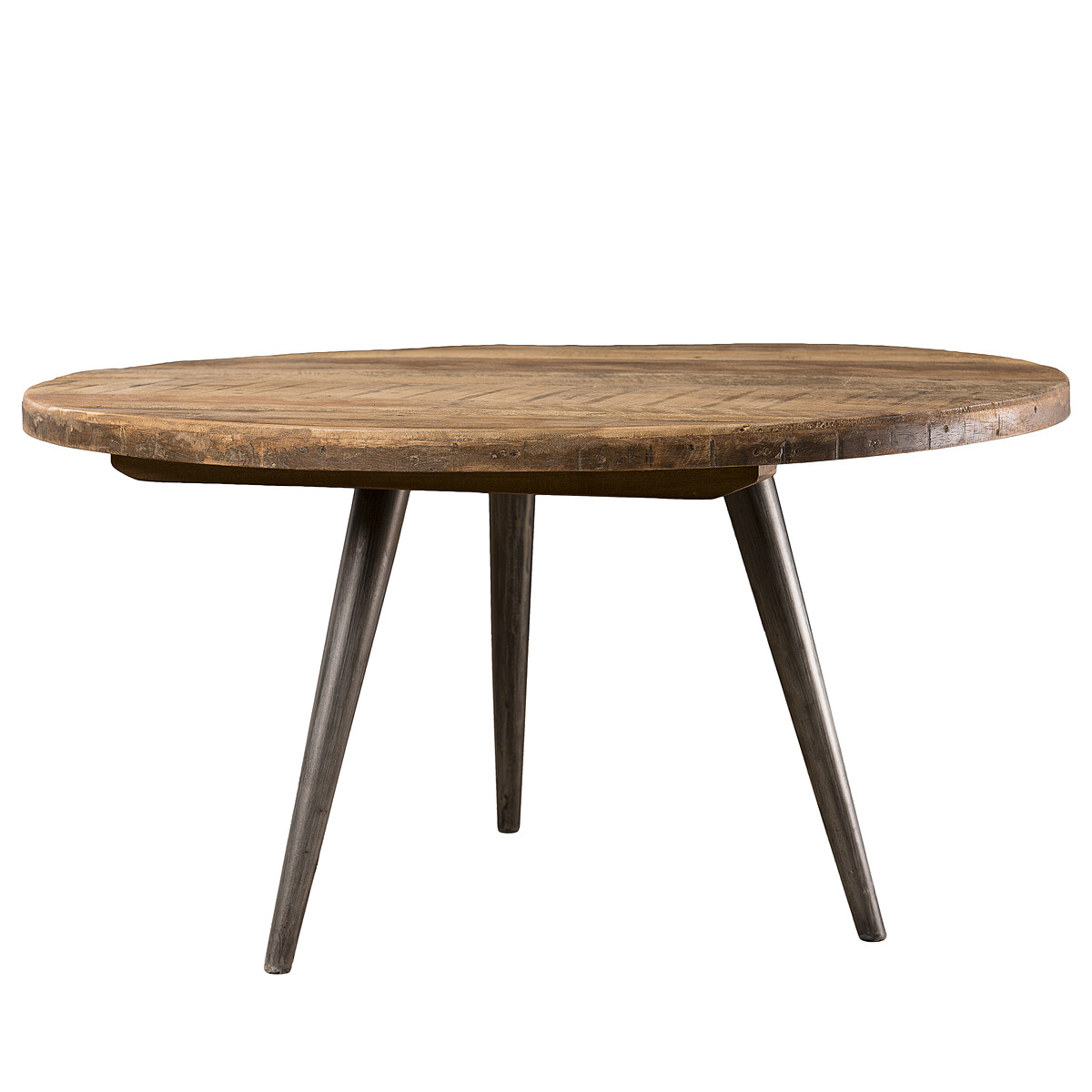 MACABANE Table d'appoint ronde 55 cm bois de Teck recyclé et pieds ...