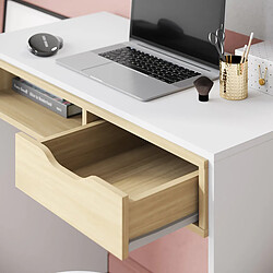 Pegane Bureau coloris blanc avec un tiroir couleur cambrien ,Table d ...