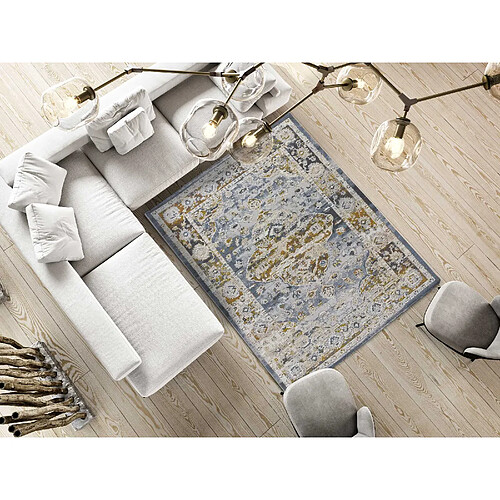 ATTICGO Tapis vintage SPRINGS bleu/rouille/beige 134x200 cm - Tapis ...