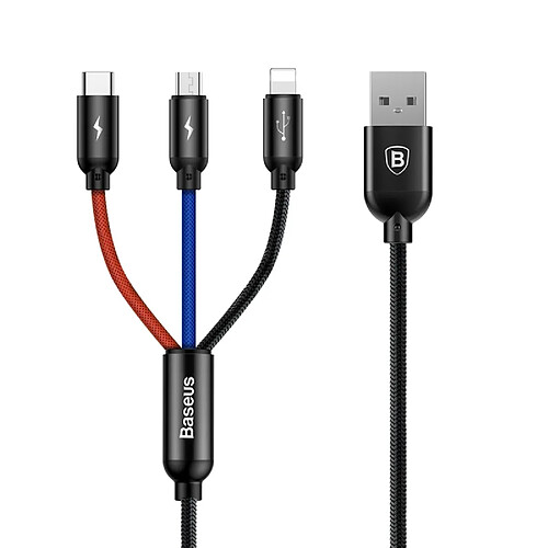 Triple Câble USB Vers Lightning USB-C Micro USB pour iPhone Samsung ...