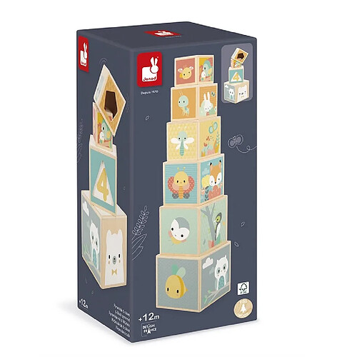 Juratoys-janod Pyramide 6 cubes en bois - Beige - Jeu d'éveil - Rue du ...