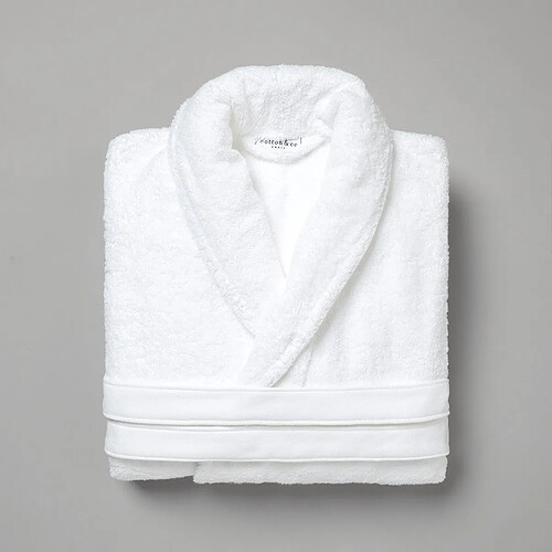 Cotton & Co Peignoir de bain uni col châle à bourdon 450 gsm - Peignoir ...
