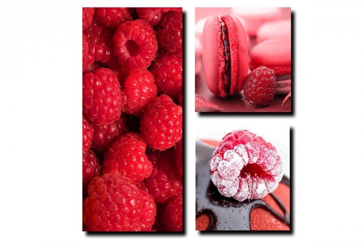 DECLIKTABLEAU Tableau Triptyque Gourmand Fruits Rouges 40 x 80 cm et 35 ...